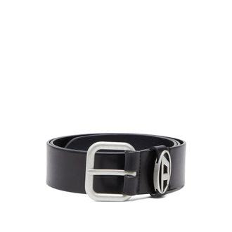 Diesel Cintura Oval-D in pelle con logo - - Accessories - Herren - Schwarzk - 85 CM