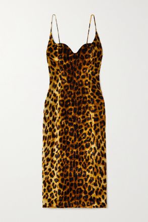 Halpern Midikleid Aus Samt Mit Leopardenprint - Animal-Print