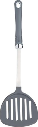 KitchenCraft Halbabgerundeter Pfannenwender, Cr&ecirc;pe Wender, Pfannenwender Kunststoff, Palatschinken Wender, Schlitzwender mit rutschfestem Griff und &Ouml;se, Edelstahl,