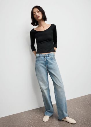 Mango T-shirt manches trois-quarts noir - Femme - XS - MANGO