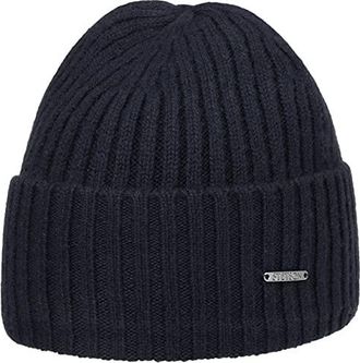 Stetson Bonnet en Cachemire Varnell Femme/Homme - Laine Beanie pour lhiver avec Revers Hiver Automne-Hiver - Taille Unique Bleu foncé