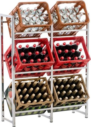 Clp Getränkekistenständer LENNERT I Platzsparender robuster Kistenständer für Getränkekisten I Verschiedene Ausführungen, Farbe:Chrom, Größe:XL