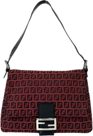 Fendi Sac bandouli&egrave;re Pre-owned Mamma Baguette en toile et cuir - Femme - Pre-owned - Rouge - Taille: ONE Size