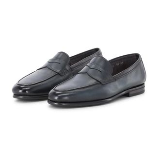 Santoni Handgefertigter Lederslipper mit modernem Touch - - Shoes - Herren - Blau - 42 1/2 EU