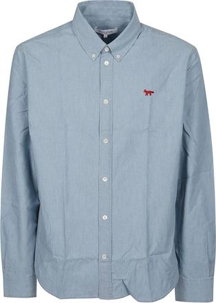 Maison Kitsun&eacute; Homme, Chemises, Bleu, Taille: L Profile Fox Regular Shirt