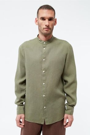 Givn Herren vegan Hemd Wes Stehkragen Faded Olive
