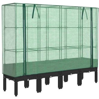 vidaXL Vidaxl - Jardini&egrave;re sur&eacute;lev&eacute;e avec housse aspect rotin 160x40x140 cm