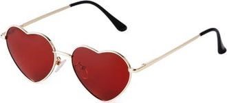 Generic Lunettes de soleil tendance en métal rose coeur pour femmes hommes tendance bleu océan verres amour lunettes de soleil nuances féminines, c6, Taille u