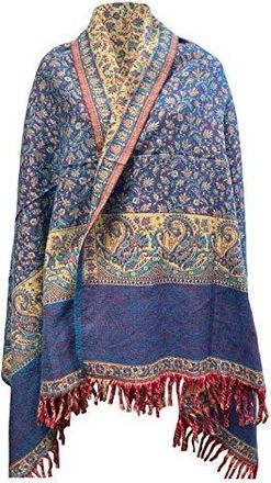 Tibet Foulard dhiver en laine de yak pur fait main Bleu clair, bleu, Taille unique