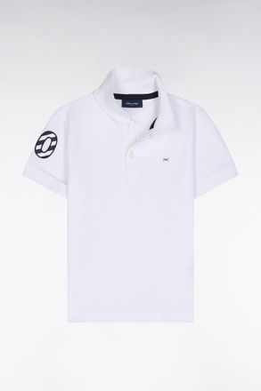 Eden Park Polo &Agrave; Manches Courtes En Piqu&eacute; Coton Blanc Broderie 10 Coupe Droite