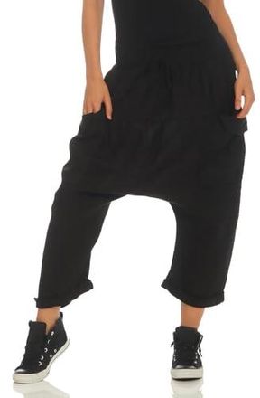 Malito more than fashion Malito Mujer Harem Pantalones Lino Pantalons Bloomers Capri Couleur noir, Taille unique