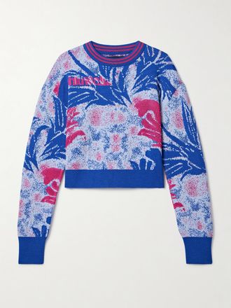 Ahluwalia Studio Pull Raccourci En Laine M&eacute;rinos Jacquard Kiara - Bleu