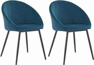 Happy Garden Happy Garden - Lot de 2 chaises vintage diane velours bleu