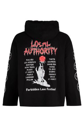 Local Authority Mens Cotton Hoodie With Maxi Print Black Jumpers Sweater