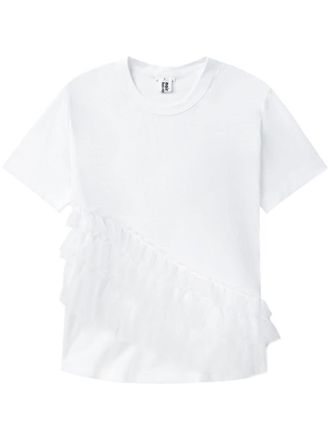 Comme Des Garçons t-shirt en coton à volants - Blanc