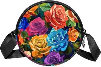 Generic Sac &agrave; bandouli&egrave;re rond pour femme, petit sac &agrave; bandouli&egrave;re avec fermeture &eacute;clair, bretelles r&eacute;glables, style d&eacute;contract&eacute;, pour femmes et filles