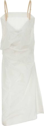 Carven Draped Silk Dress - White