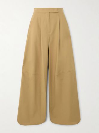 Max Mara Pantalon Large En Coton M&eacute;lang&eacute; &Agrave; Plis Avoriaz - Marron