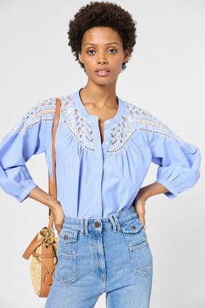 Gerard Darel Chemise ray&eacute;e &agrave; broderies - UVEA - Nuage