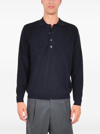 low brand Lang&auml;rmeliges Poloshirt - Blau