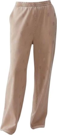 Liu Jo Femme, Pantalons, Beige, Taille: 34 FR Pantalon de jogging en jersey d&eacute;lav&eacute; avec strass