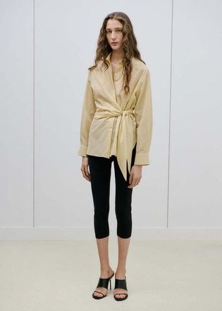 Mango Chemise rayures naud jaune pastel - Femme - XL - MANGO