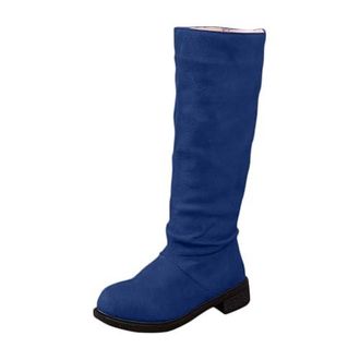 Generic Bottes de marche classiques &agrave; talon &eacute;pais pour femme - En daim synth&eacute;tique - &Eacute;l&eacute;gantes et d&eacute;contract&eacute;es - Semelle antid&eacute;rapante confortable - &Agrave; enfile