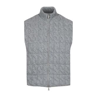 Gran Sasso Femme, Vestes, Gris, Taille: 40 FR Gilet Enti&egrave;rement Zipp&eacute; en Laine dAgneau et Cachemire