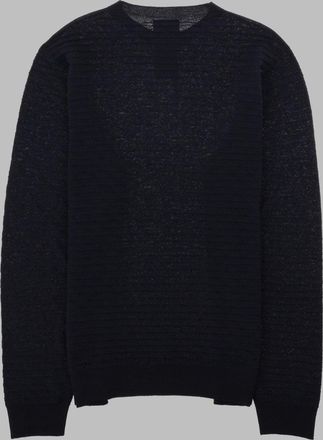 Giorgio Armani Virgin Wool Crew-Neck Sweater - Blue