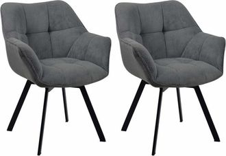 Clp Lot de 2 chaises de salle à manger Jordi Cord Gris foncé