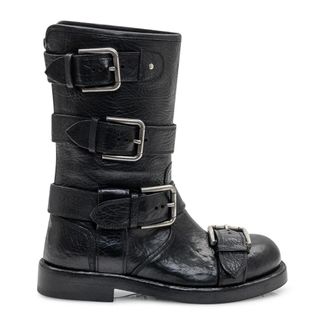 Dolce & Gabbana Leather Biker Boots - - Shoes - Damen - Schwarzk - 37 1/2 EU