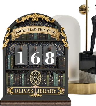 Generic Buchz&auml;hler Schild - B&uuml;cherregal Deko aus Holz | Buchpr&auml;sentation - F&uuml;r Die Ecke Zuhause, Am Arbeitsplatz, Wohnzimmer, In Der Bibliothek, In Der Nische