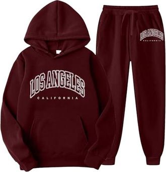 Generic Y2K - Survêtement baggy Los Angeles - Sweat à capuche et pantalon de jogging - Ensemble 2 pièces - Pour lhiver - Respirant - Confortable - Avec capuch