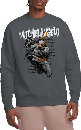 Teenage Mutant Ninja Turtles Unisex TMNT Michelangelo Crew Sweatshirt, anthrazit, L