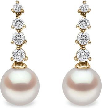 Yoko London 18kt Gelbgoldohrringe mit Akoya-Perlen und Diamanten