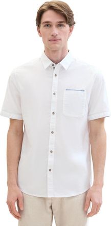 Tom Tailor Herren Regular Fit Hemd mit Brusttasche, White, M