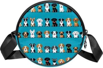 Generic Petit sac &agrave; bandouli&egrave;re circulaire pour femme, chien, sac &agrave; bandouli&egrave;re avec fermeture &eacute;clair, bretelles r&eacute;glables, sac &agrave; main rond d&eacute;contract&eacute; pour f