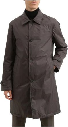 Add Homme, Manteaux, Brun, Taille: L Long Trench Coat avec Rembourrage Thermique