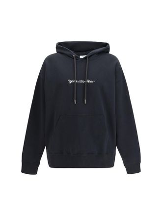 Off-white Mens Hoodie Script Arrow Diagonal Black Cotton Sweatshirts Sweater