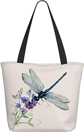 AOOEDM Sac &agrave; provisions pour femme libellules et fleurs 33 x 28 x 17 cm. Le cadeau parfait pour la Saint-Valentin. Cest de la Saint-Valentin pour maman, fill