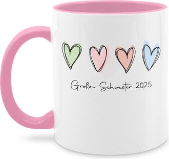 Shirtracer Tasse Tassen 325ml - Große Schwester 2025 Big Sister - 325 ml - Rosa - beste schwestern 2023 grosse geschenk für sis best geschenke fuer verkünden mit