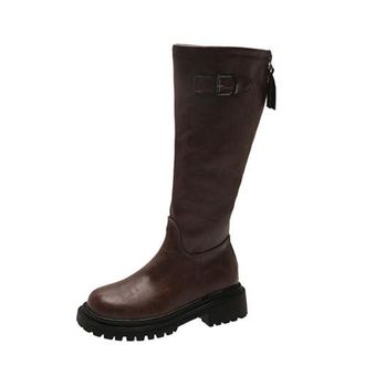 Generic Bottes hautes au genou pour femme - Talon &eacute;pais - Confortables - &Eacute;l&eacute;gantes - Couleur unie - Fermeture &eacute;clair dans le dos - Large mollet - Pour lautomn