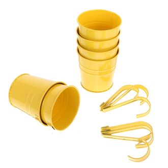 Cabilock 6Pcs H&auml;ngender Blumentopf Metall Blument&ouml;pfe Blumeneimer H&auml;ngetopf Wand Pflanzer mit Ablaufloch Metall Vase Pflanzt&ouml;pfe Pflanzgef&auml;&szlig;e Balkontopf &Uuml;berto