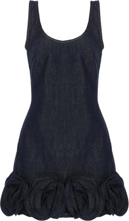 Self Portrait Femme, Robes, Bleu, Taille: 34 FR Denim Flower Dress