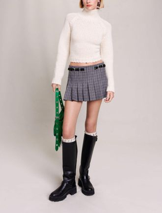 Maje Kurzpullover Mit Schn&uuml;rung Hinten - Ecru - Gr&ouml;&szlig;e 38 - Maje