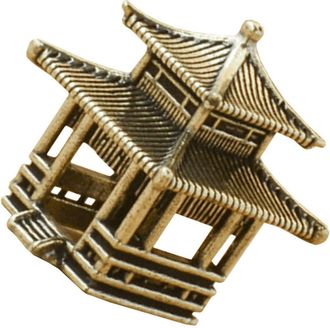 DOITOOL Miniatur Messing Pavillon Ornament Skulptur Retro Architektur Deko Kreatives Kunstwerk Feine Handarbeit f&uuml;r Zen Garten Innenraumgestaltung