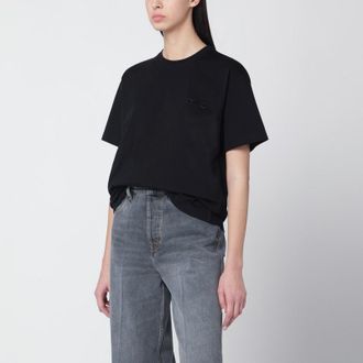 Gucci Black T-shirt with horsebit embroidery