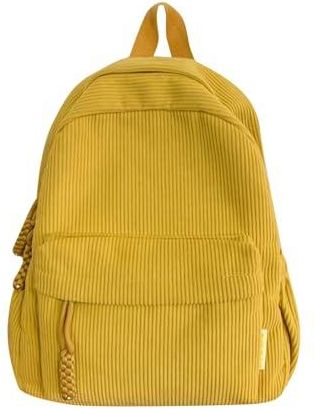 Generic Sac &agrave; dos d&eacute;contract&eacute; en velours c&ocirc;tel&eacute; pour &eacute;tudiant - Sac &agrave; bandouli&egrave;re - Petit sac &agrave; dos de randonn&eacute;e pour femme, jaune, taille unique