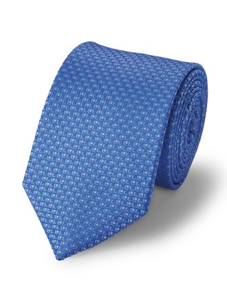 CHARLES TYRWHITT Krawatte aus Seide mit dezentem Muster - Kornblumenblau