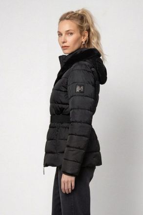 Monari Steppjacke Jacke Stepp + fake fur Regular fit mit Kapuze